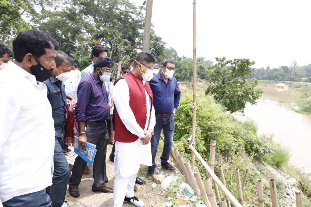 Minister Pijush Hazarika visits erosion hit areas of Raha