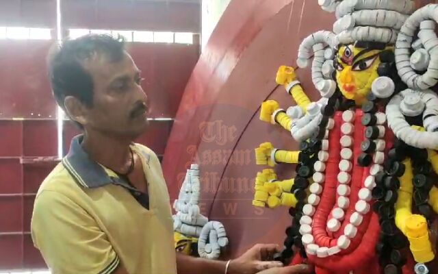 Sustainability in focus: 'Bottle-cap' Durga idol major draw in Dhubri