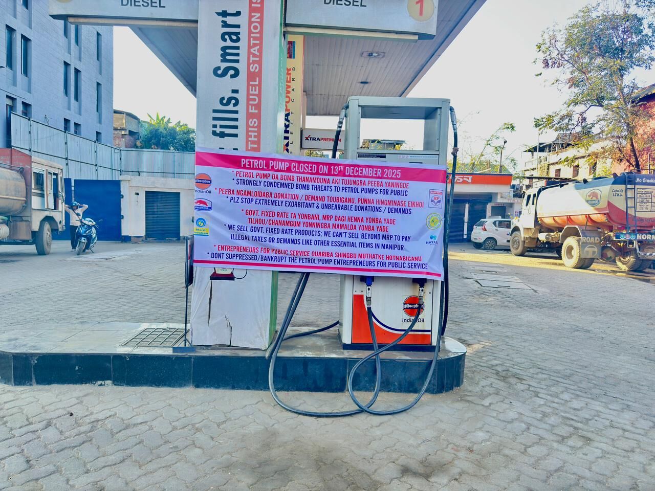 Grenade threat forces shutdown of all petrol pumps across Imphal valley